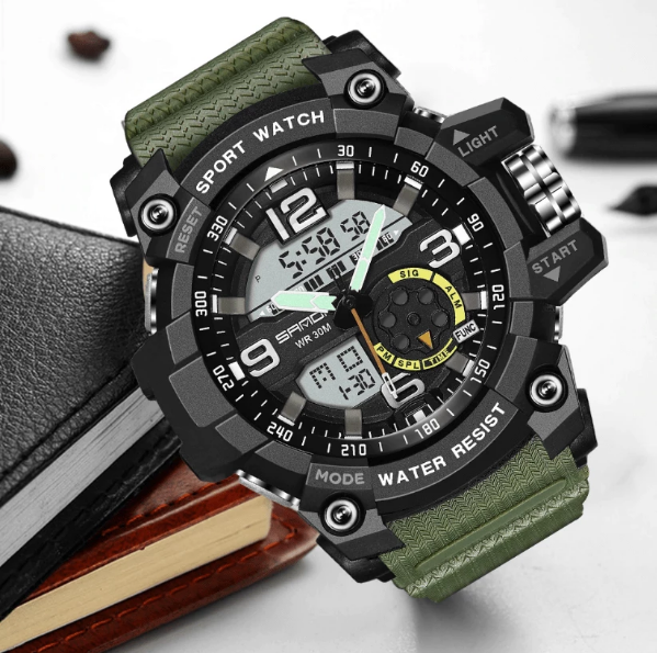 Military Watch Waterproof To 165 FT 55MM Head Dual Digital & Analog ...